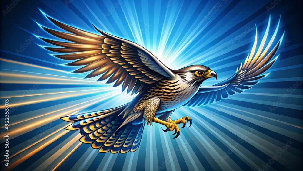 Dynamic emblem of a falcon in swift motion, wings stylized into sharp ...