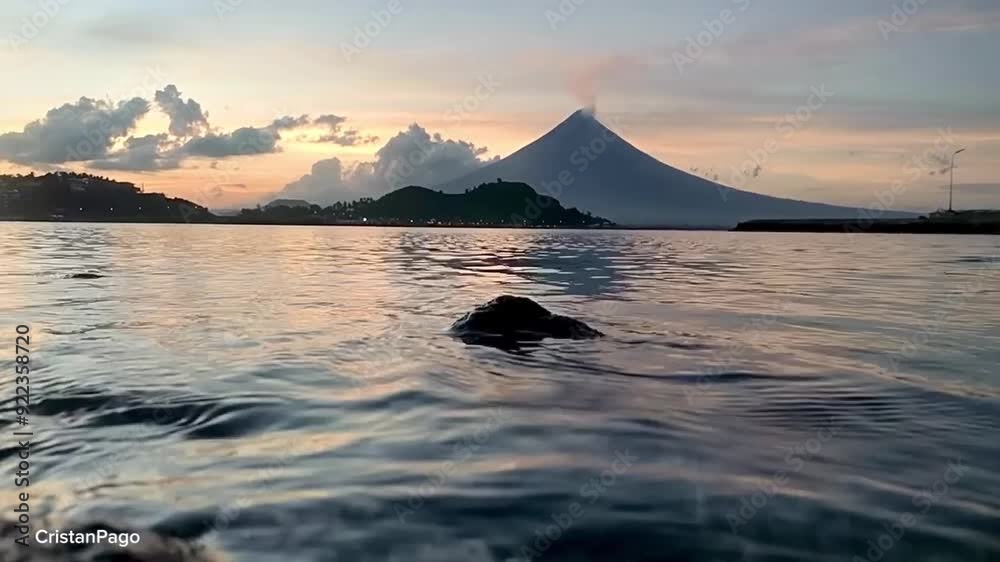 Mayon Volcano with sunset sunrise golden hour in legazpi city albay ...