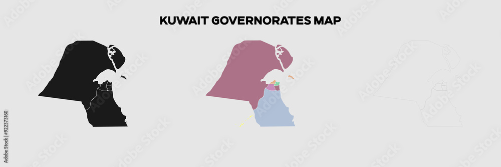 Kuwait Governorates Map in colors. EPS file also in selhoutte and ...