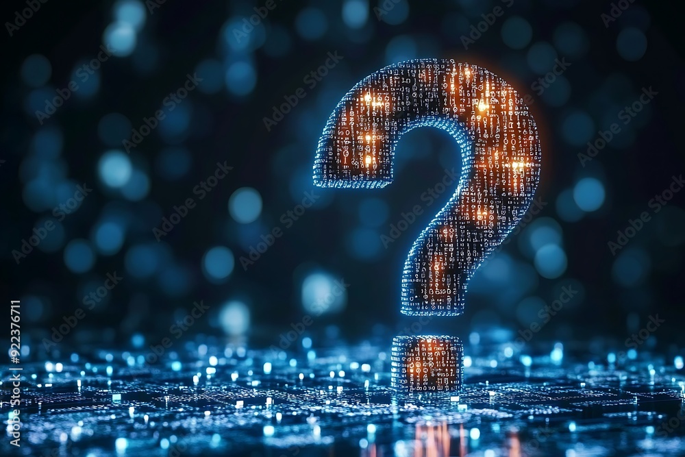 Digital 3d Question Mark With Binary Code Ai In Question Answering System Stock Illustration 3414