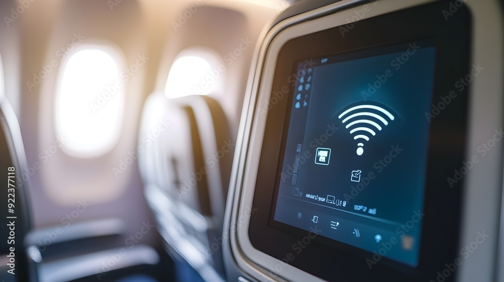 Digital Connectivity Displayed on Inflight Screen Representing Airborne ...