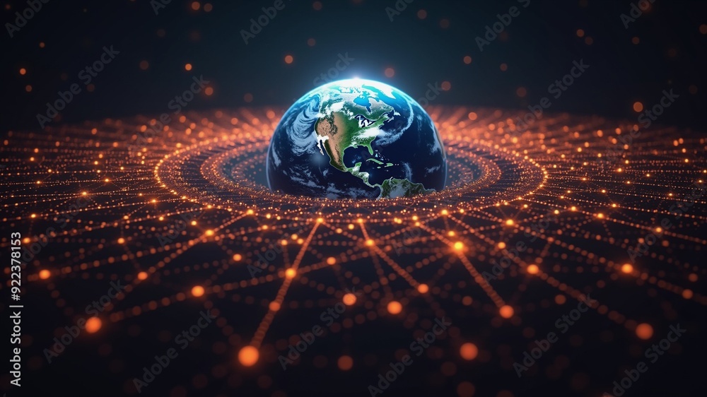 Global Network: Interconnected Earth Illustration, A digital ...