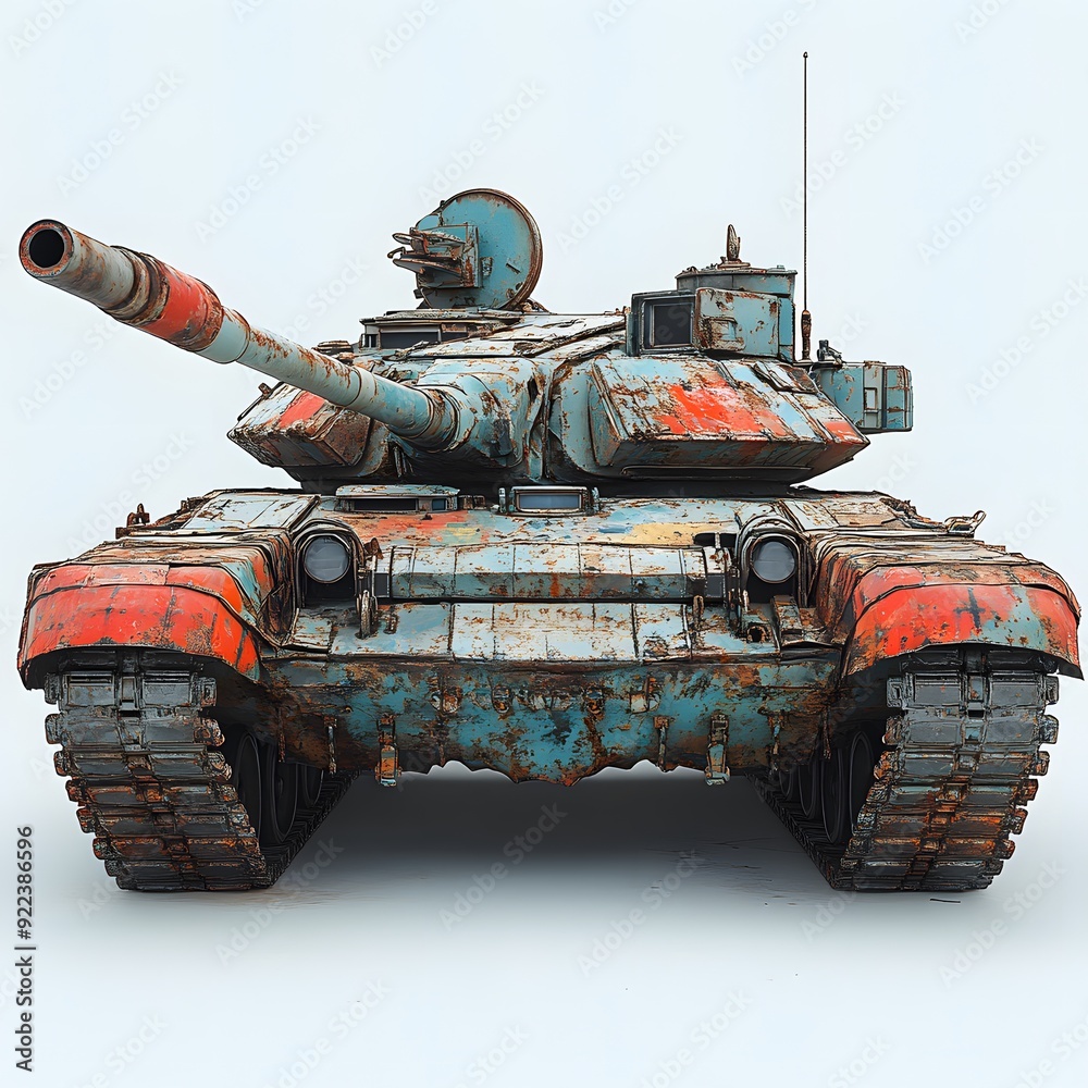 Tank with Battle Damage: A tank with visible battle damage, such as ...