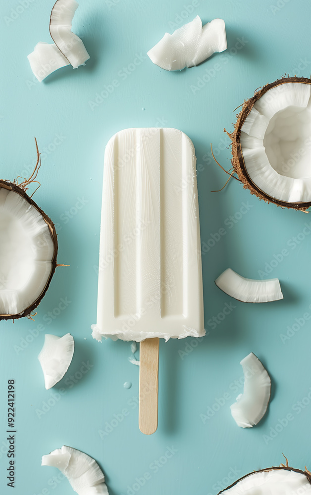 Ice cream coconut popsicle. Fruty popsicle, ice cream with coconut ...
