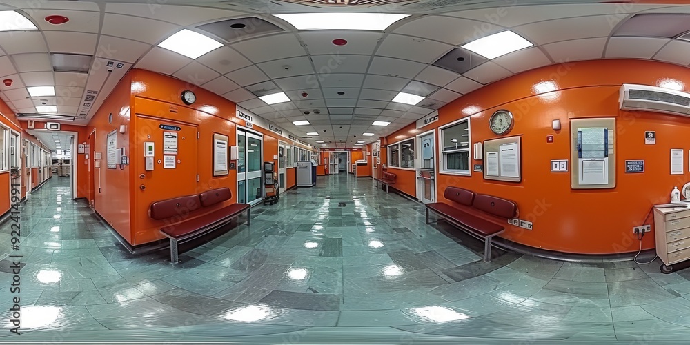 An immersive 360-degree equirectangular panorama of a hospital ...