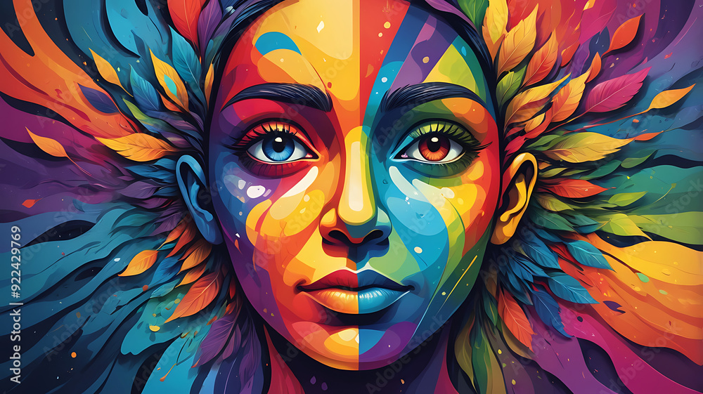 Create an abstract piece that visually represents the full spectrum of ...