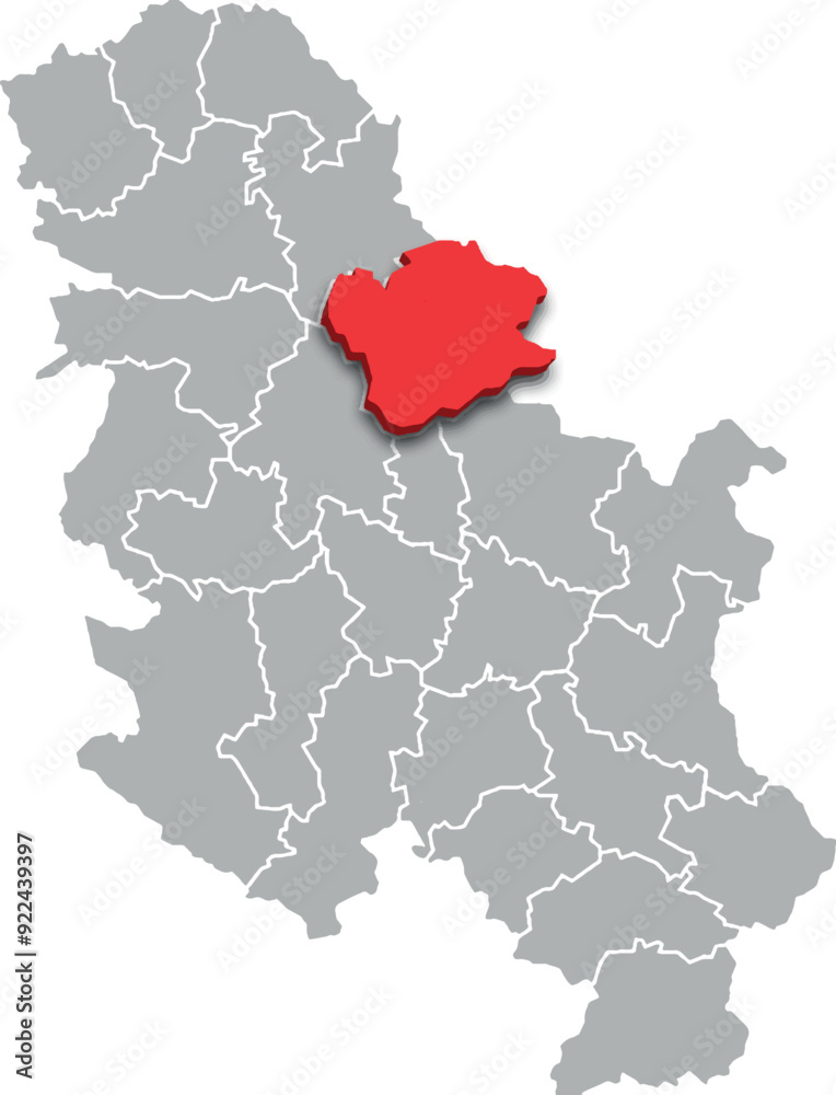 SOUTH BANAT district map ADMINISTRATIVE DIVISIONS of SERBIA 3d ...