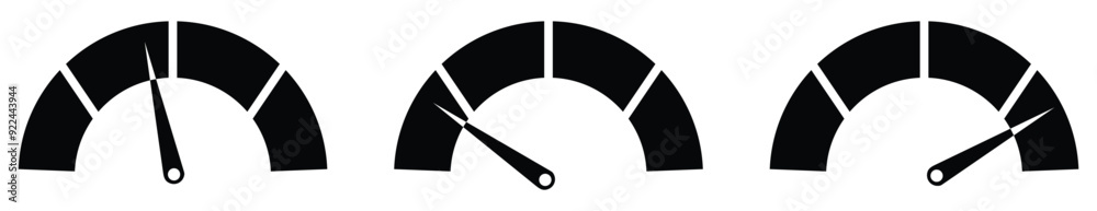 Speedometer icon set, tachometer icon. Speed indicator icon set. Rating ...