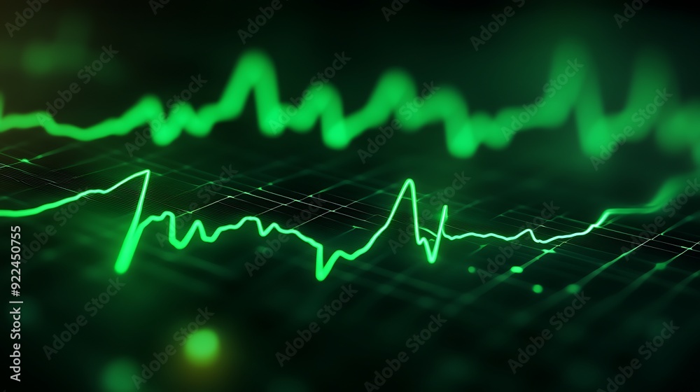 Medical ECG Sinusoidal QRS Complex Detection on Black and Green ...