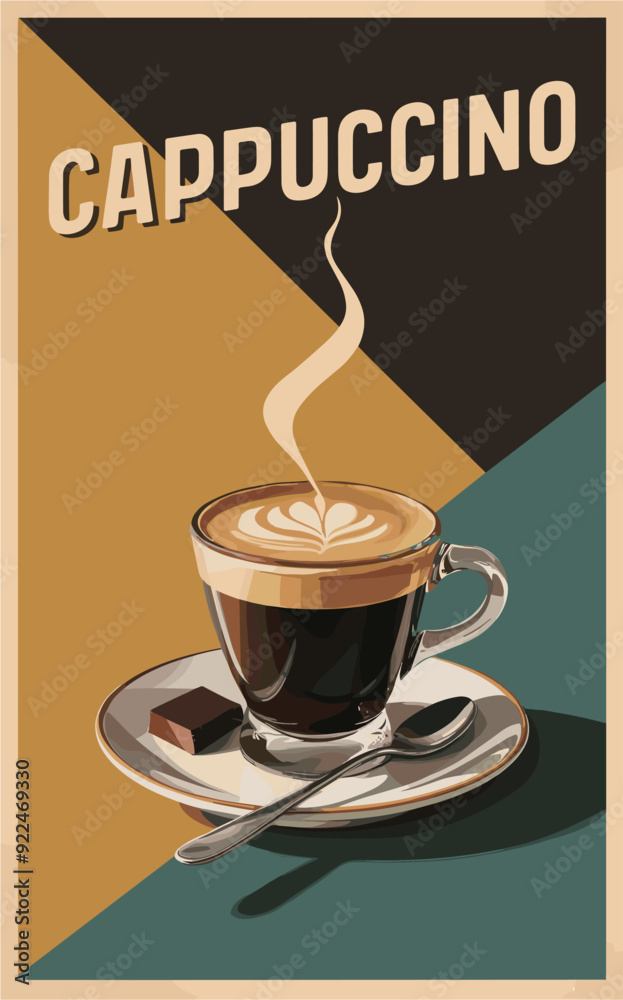 Coffee poster design in retro mid century modern style. Label, template ...