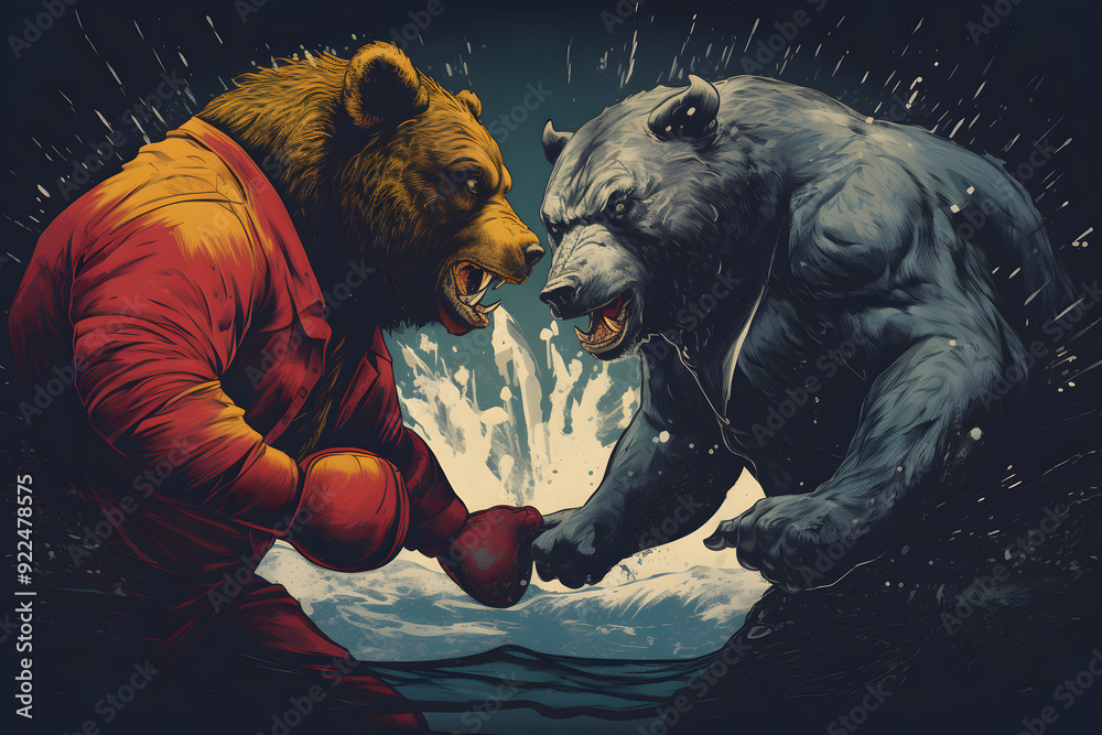 bull market illustration vs bear market stock market fight, bulls vs ...