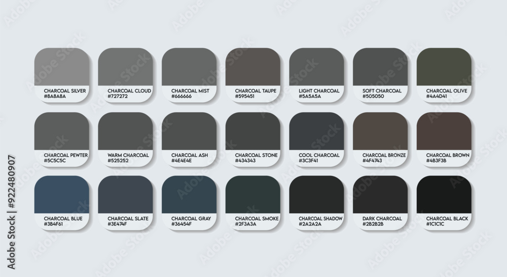 Charcoal Color Palette Charcoal Black Color Guide Palette With Color