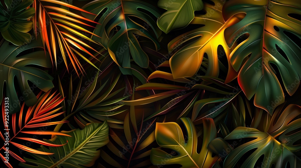 Jungle Pattern Adaptable For Various Design Purposes Plant And Palm