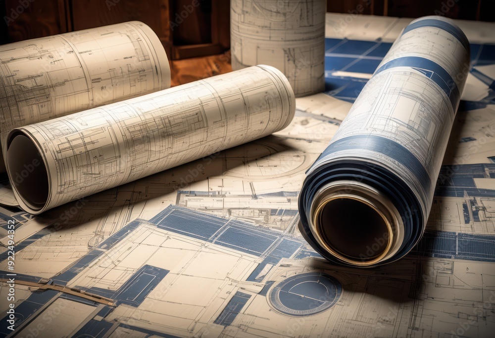 detailed architectural blueprints featuring intricate designs floor ...