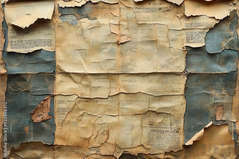 vintage newspaper texture featuring weathered yellowed paper with faded ...