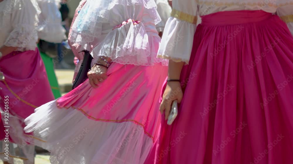 Traditional Latin American Folk Dance Performance. Women in vibrant ...