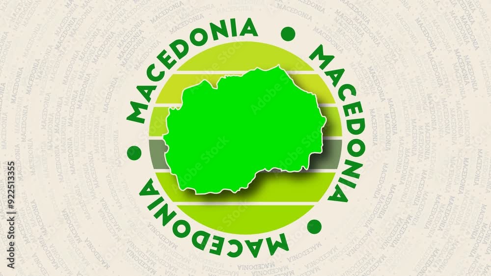 Macedonia logo intro. Badge with the circular name and map of country ...