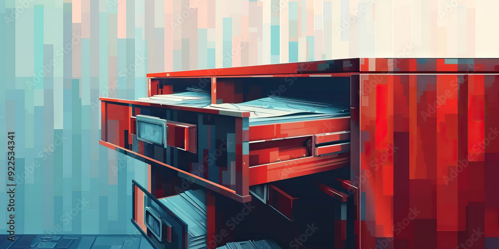 Forgotten Files of Yesterday: A dusty file cabinet, its drawers ajar to ...