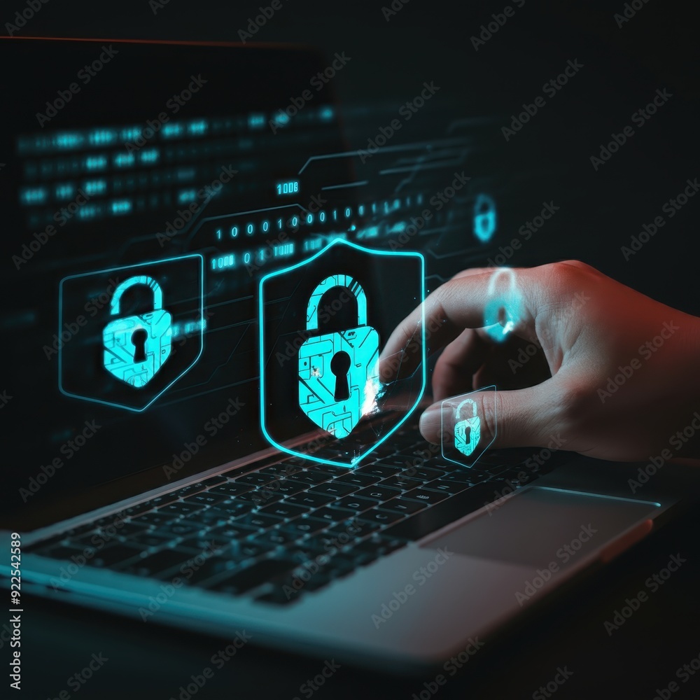 hacker attack or security breach, cyber crime concept, data protection on internet cybersecurity ...