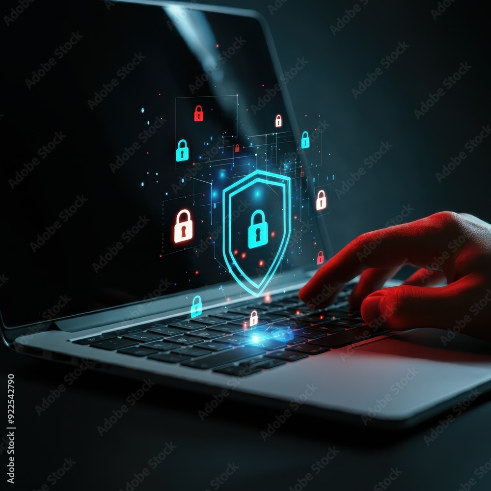 hacker attack or security breach, cyber crime concept, data protection on internet cybersecurity ...