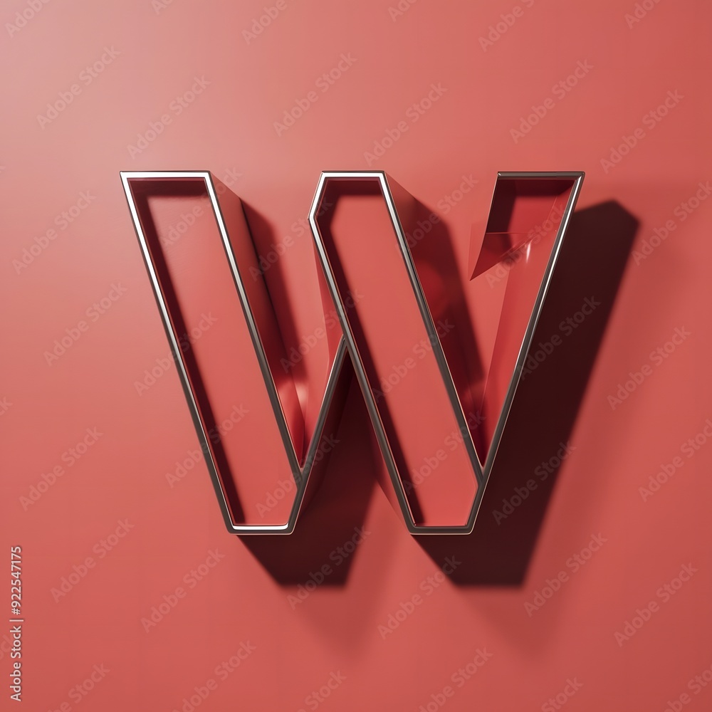 3D Letter W With A Bold Glossy Finish In A Vibrant Black Solid