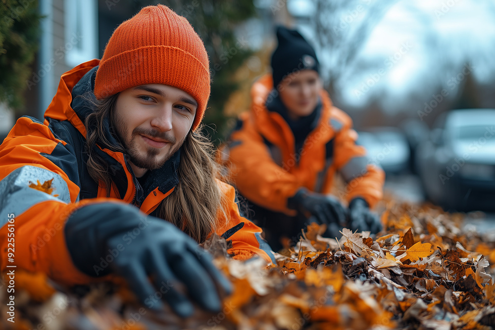 Volunteers participating in a community clean-up drive, removing litter ...