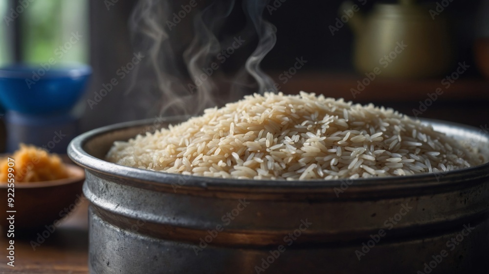 A side view image of the rice washers lid showcasing the steam vent ...