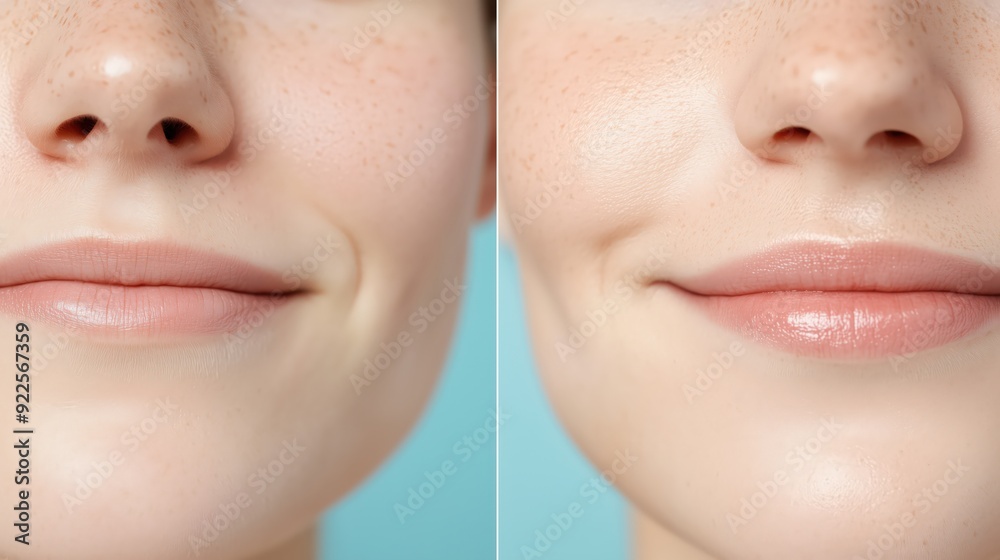 Before and after comparison of lip volumizing enhancement ...