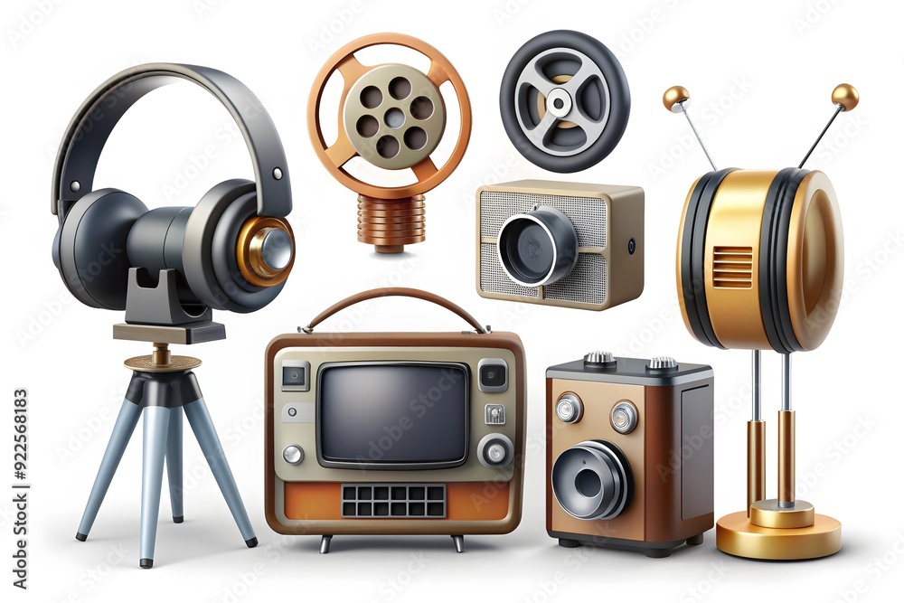 Retro nostalgic pictograms collection of antique mechanical typewriter ...