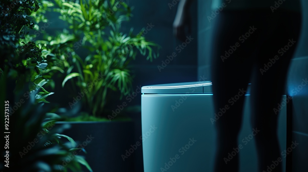 Modern smart toilet with advanced features: self-cleaning, heated seat ...