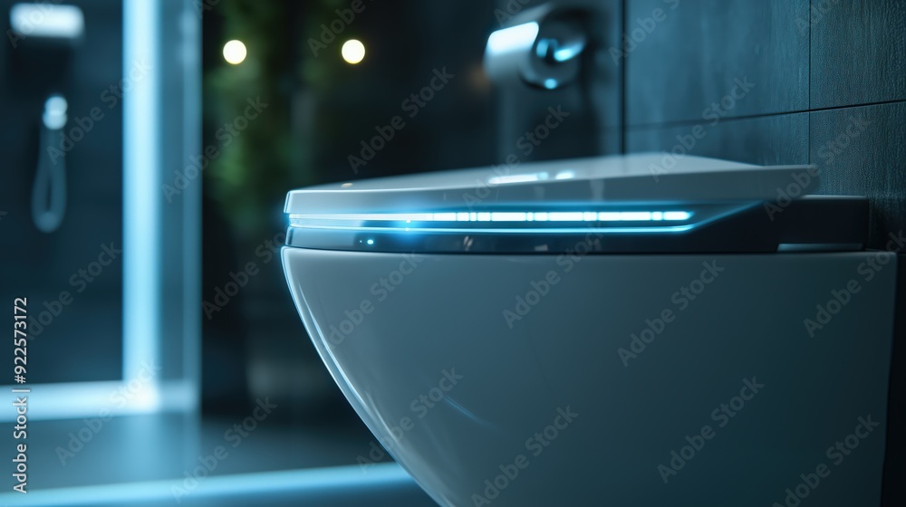 Modern smart toilet with advanced features: self-cleaning, heated seat ...