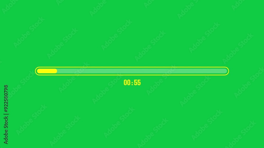 1 Minute Countdown Timer With Yellow Numbers And Progress Bar On Green Screen Stock Video