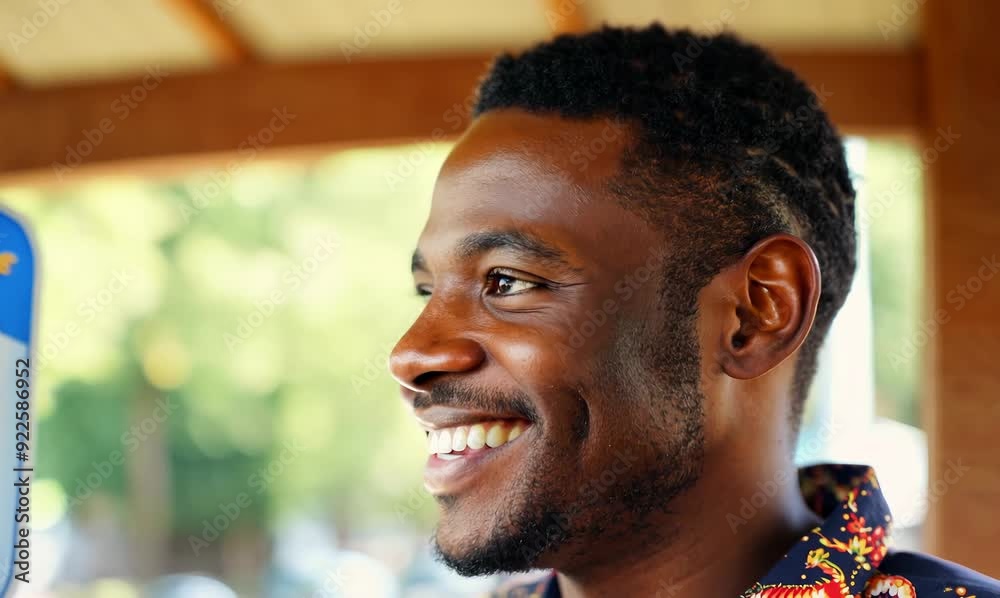 South African Man Laughing at Humorous Sign in Traditional Attire Stock ...