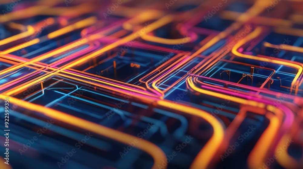 Abstract maze of interconnected lines resembling a subway map ...