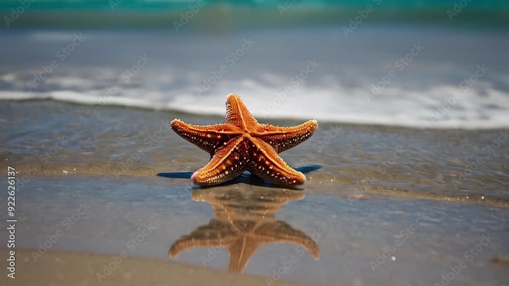 red starfish on the beach animation motion graphic with ai technology ...