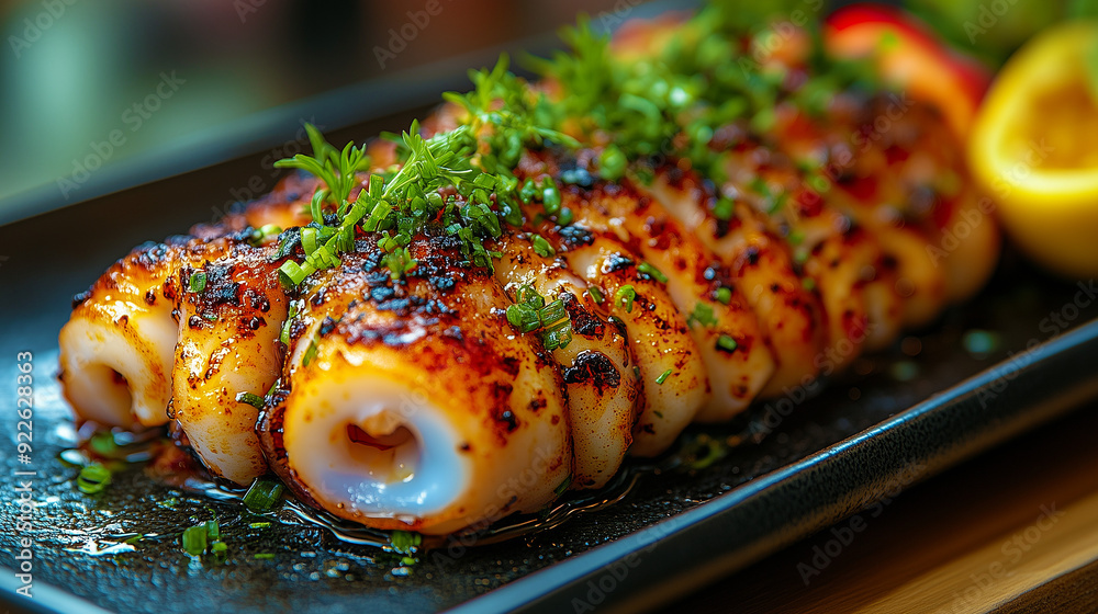 Pour le dîner, un bon vivant savoure un plat frais de saumon grillé ...