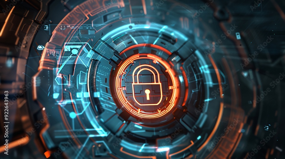 Cyber security-inspired lock icon, featuring a sleek and modern ...