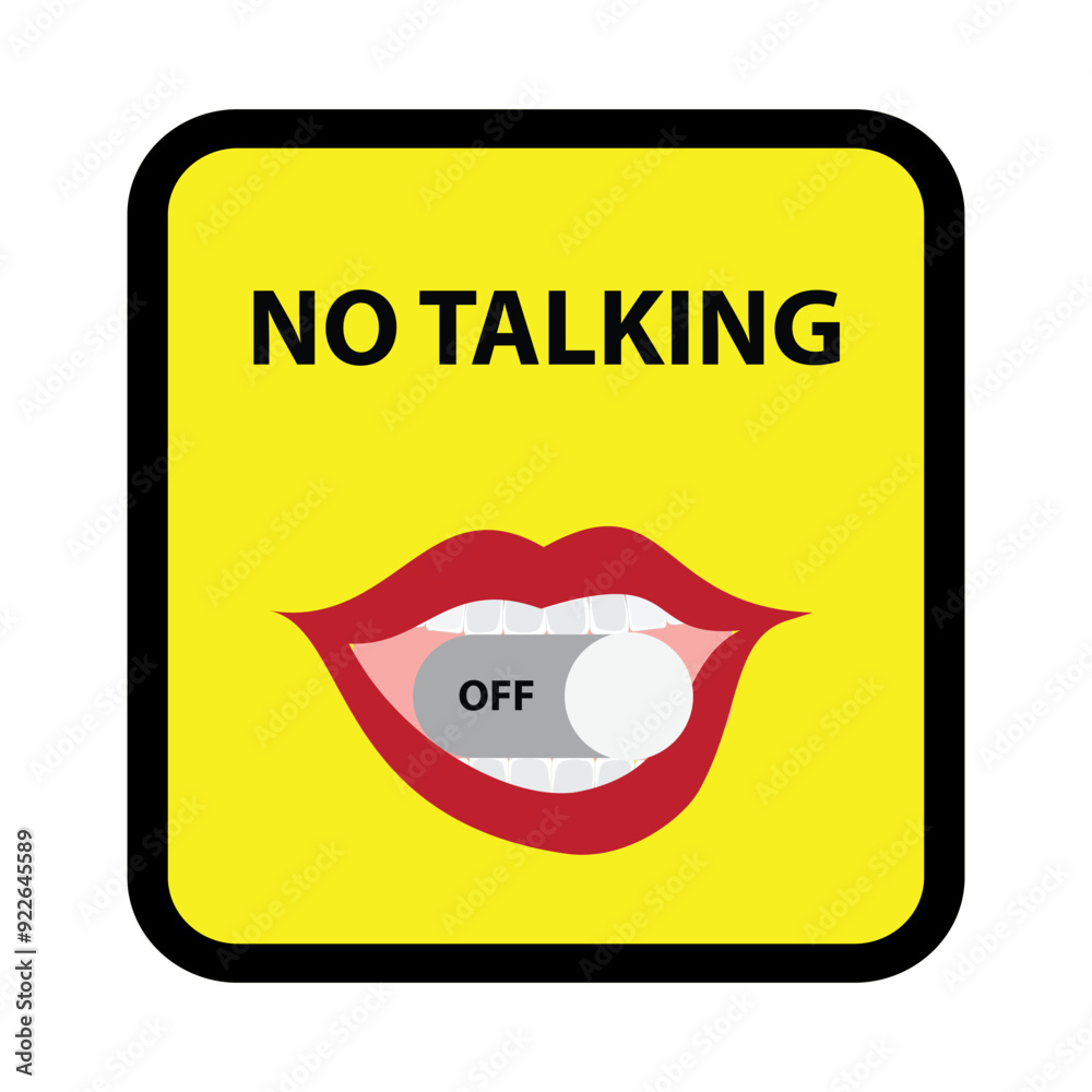 Mouth of a woman with off button and the text no talking Stock Vector ...