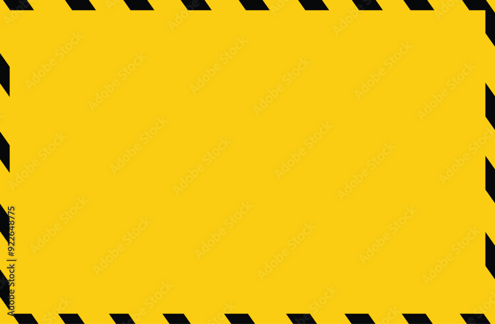 Black and yellow diagonal line striped. Rectangle warn frame. Yellow ...