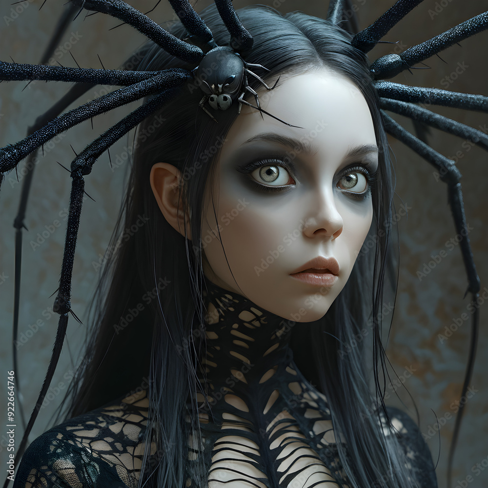 Witness the chilling beauty of a Halloween-themed character with a ...