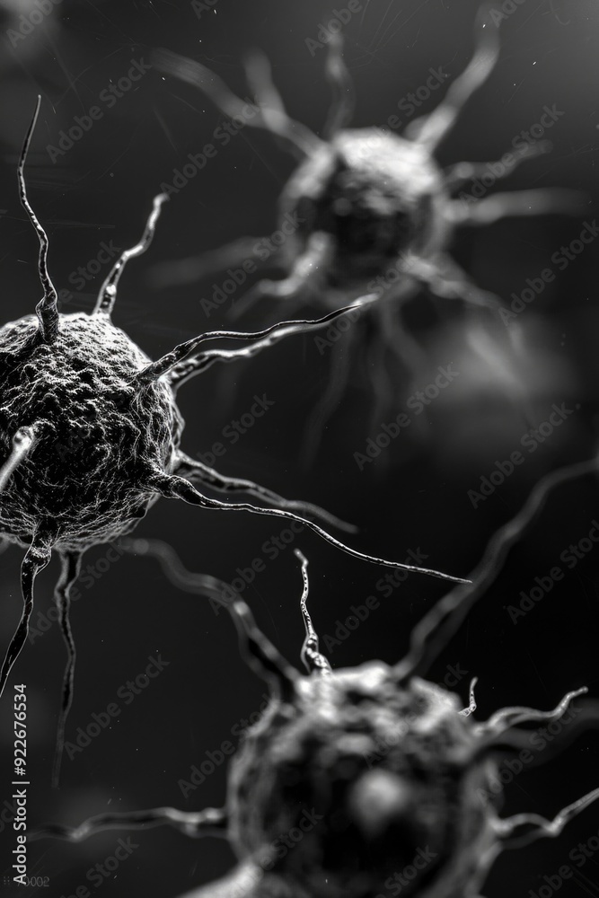 Malignant tumor cells growing aggressively. Microscopic image of ...