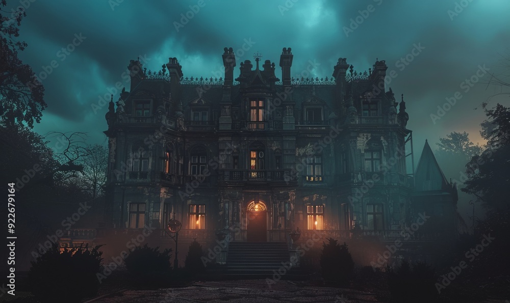 Victorian Haunted Mansion: Spooky mansion with gothic architecture and ...