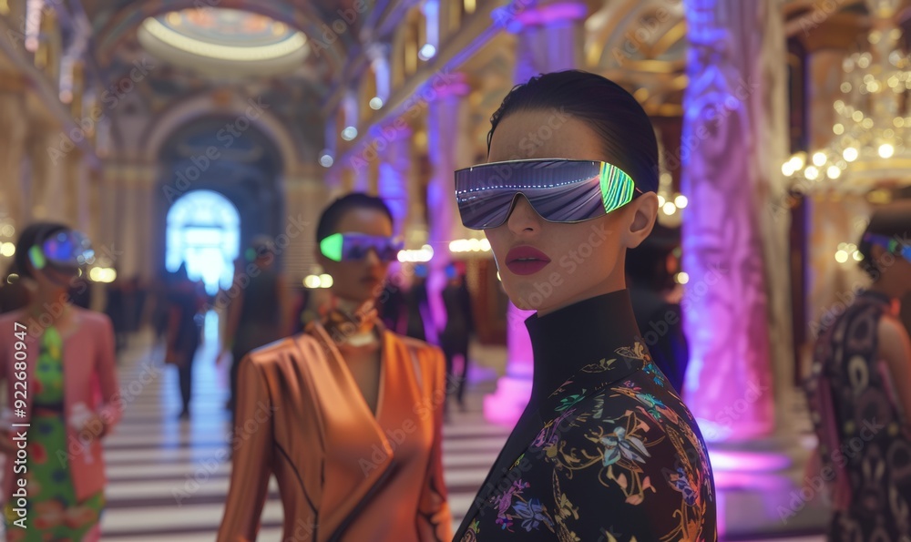 Virtual fashion show featuring digital clothing designs worn by avatars ...