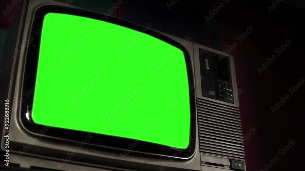 1980s Vintage TV with Green Screen, You Can Replace Green Screen with ...
