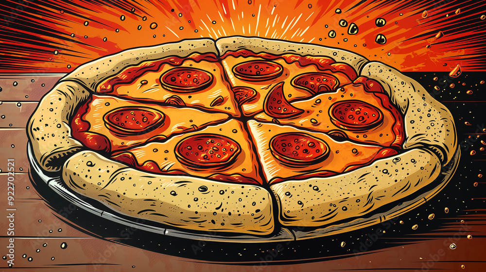 It is a pizza ad designed like a comic book cover. It's a pop art pizza ...