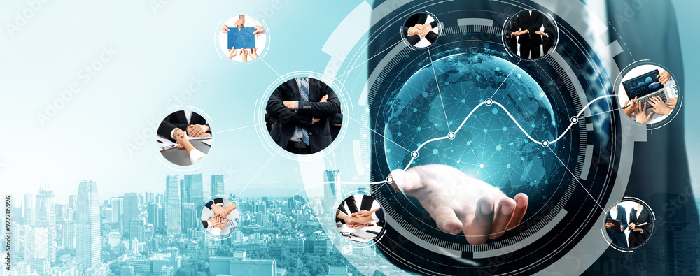 Teamwork and human resources HR management technology concept in ...