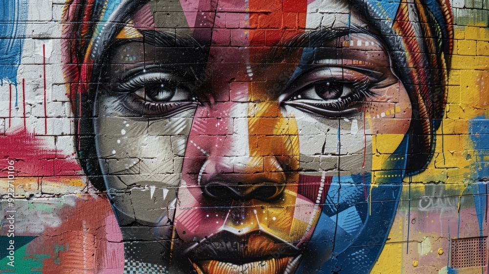 Street art depicting themes of racial and gender equality, showcasing ...