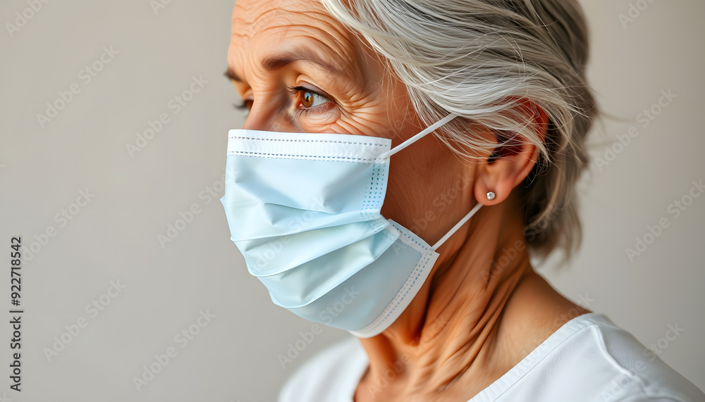 Elderly mask tan line png woman mockup for Covid-19 campaign isolated ...