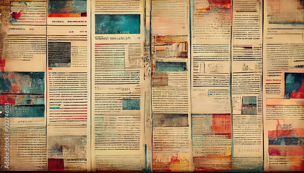 Newspaper paper grunge aged newsprint pattern background. Vintage old ...