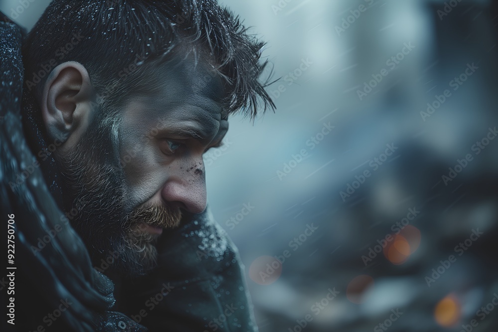 PTSD Mental health concept. Post Traumatic Stress Disorder. Face of ...